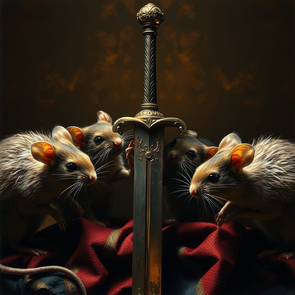 behold the sword of bleh - Mice in Holy Contemplation, Carav...