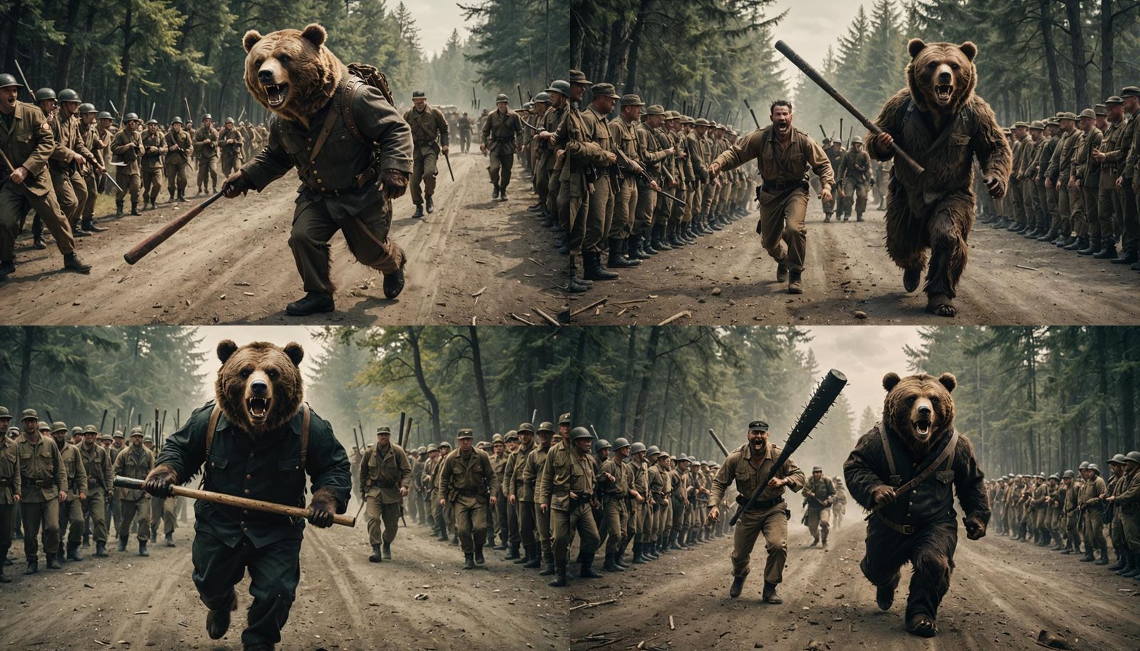 Inglorious Bastards character chasing down soldiers - AI Generated Artwork - NightCafe Creator