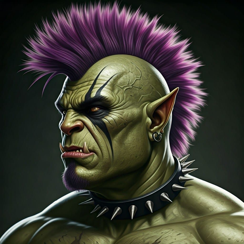 My shadowrun Orc-Punk - Gothic Orc Punk Warrior in Dark Urba...