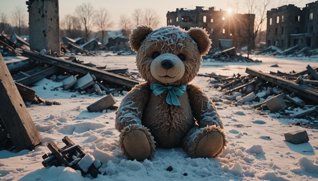 TEDDY BEAR - Abandoned Teddy Bear in Post-Apocalyptic Winter...
