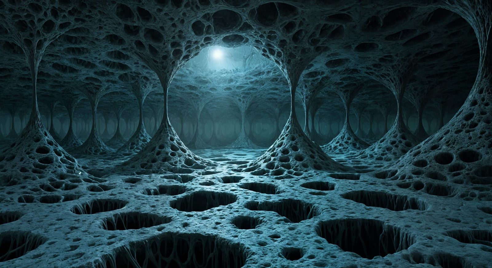 Surreal Bioluminescent Caverns in a Toxic Alien La... - AI Art