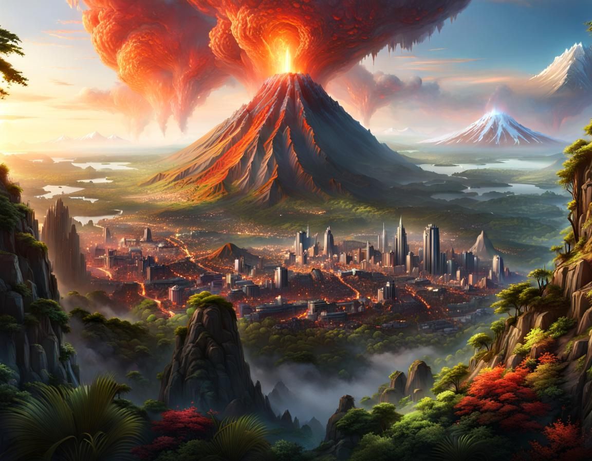Volcanic City - AI Generated Artwork - NightCafe Creator