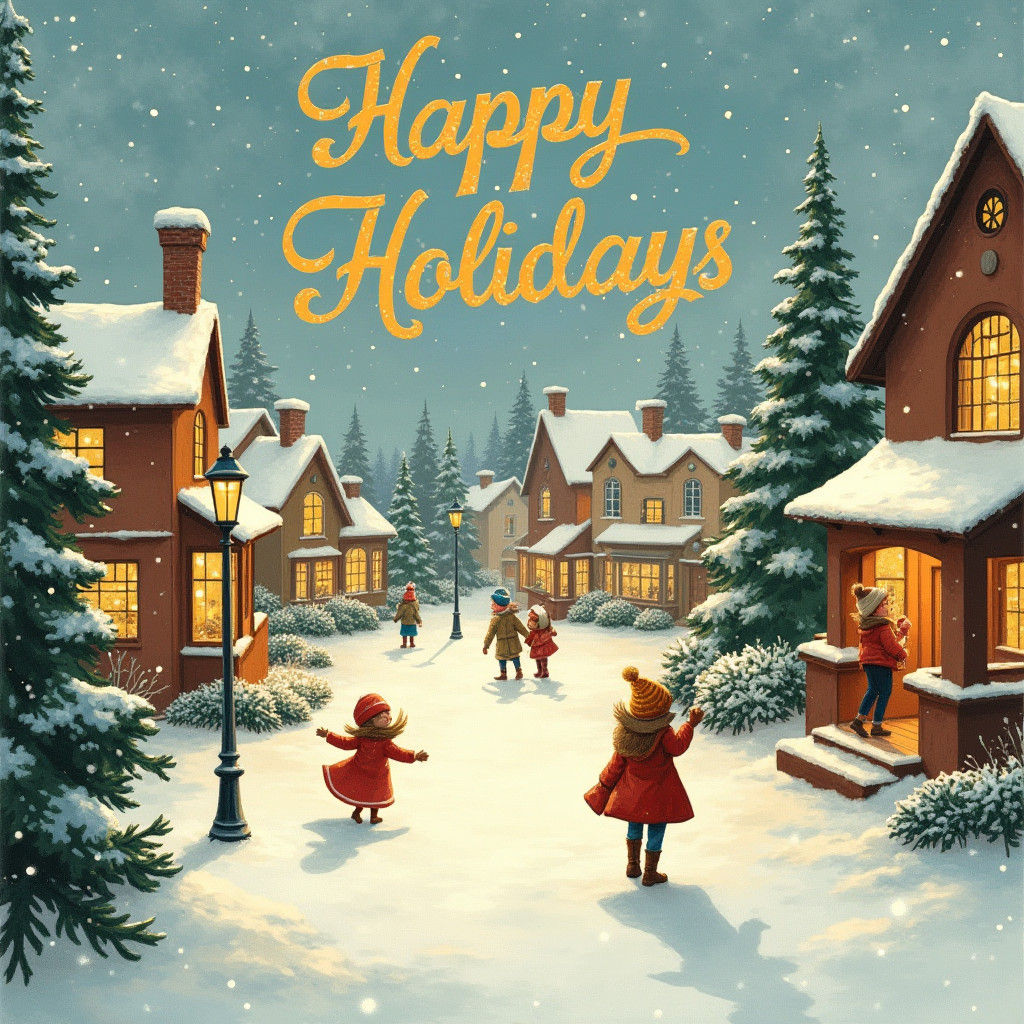 Vintage Holiday Postcard - Vintage Holiday Scene in Classic ...