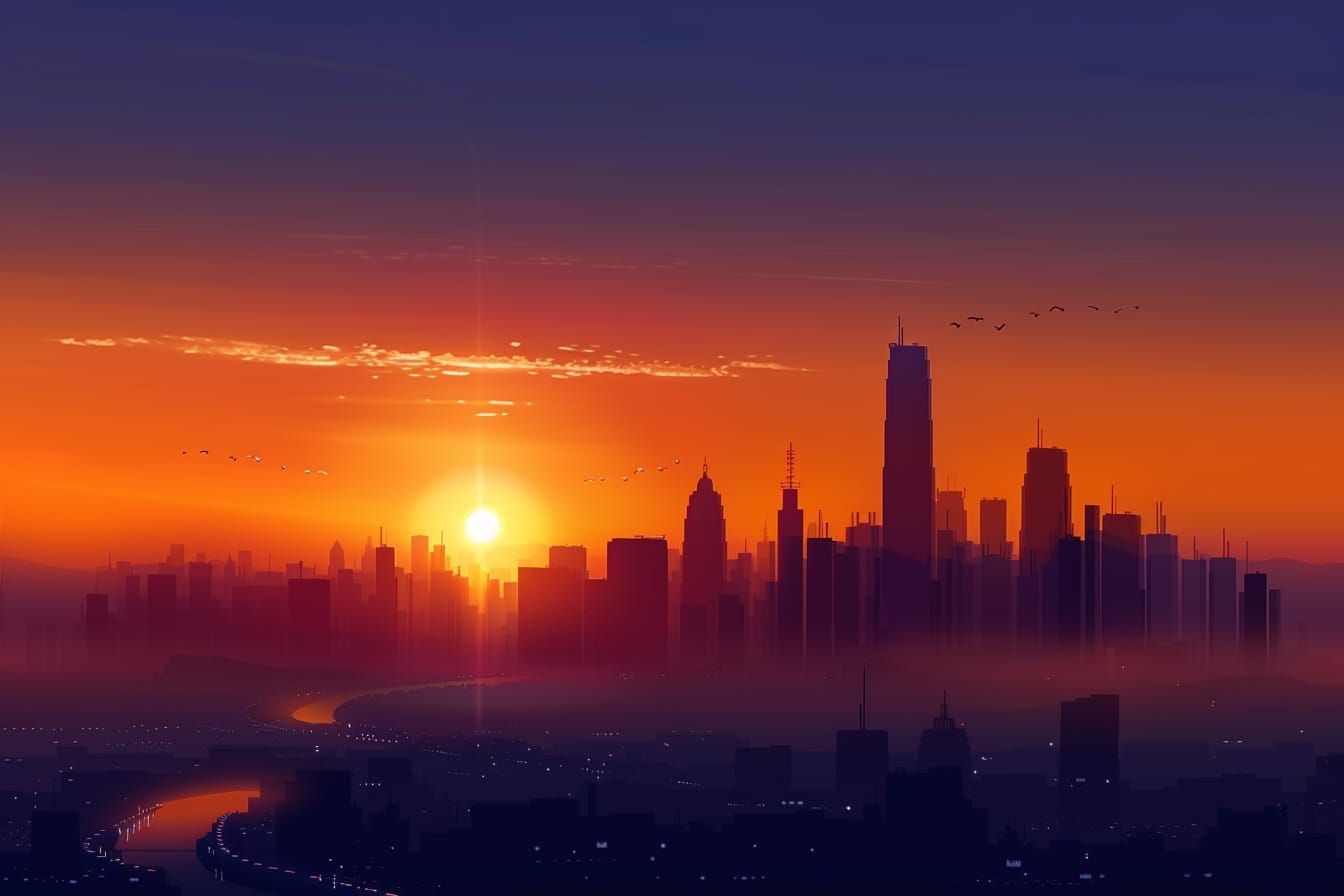 Cityscape Sunrise - AI Generated Artwork - NightCafe Creator