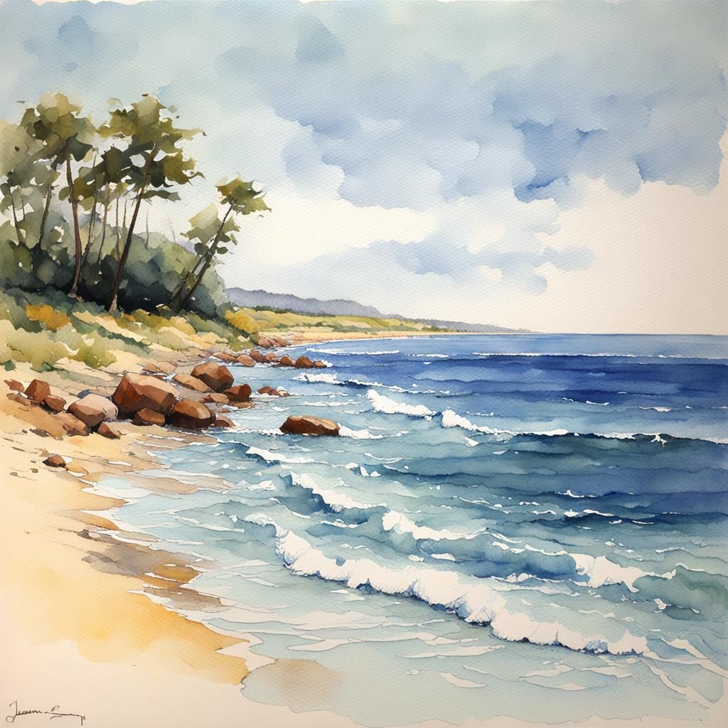 Summer beach - AI Generated Artwork - NightCafe Creator