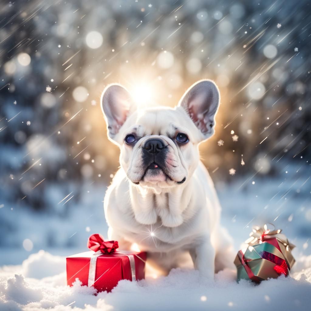 Frenchie christmas - AI Generated Artwork - NightCafe Creator