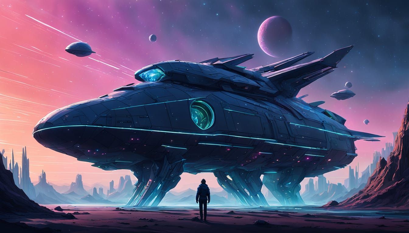 Celestial Space Beings in Ethereal Flight - AI Art