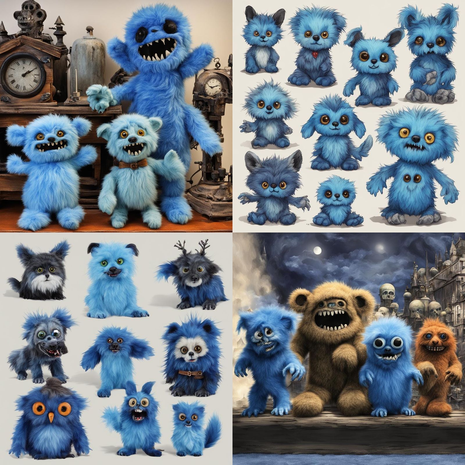 Adorable, blue, fuzzy spooky animatronics - AI Generated Artwork ...