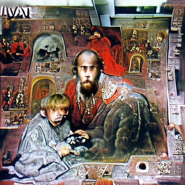 Ivan the Terrible and His Son Ivan detailed renaissance painting - AI ...