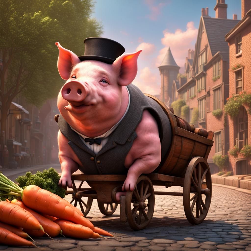 carrots cannot out run this pig - AI Generated Artwork - NightCafe Creator