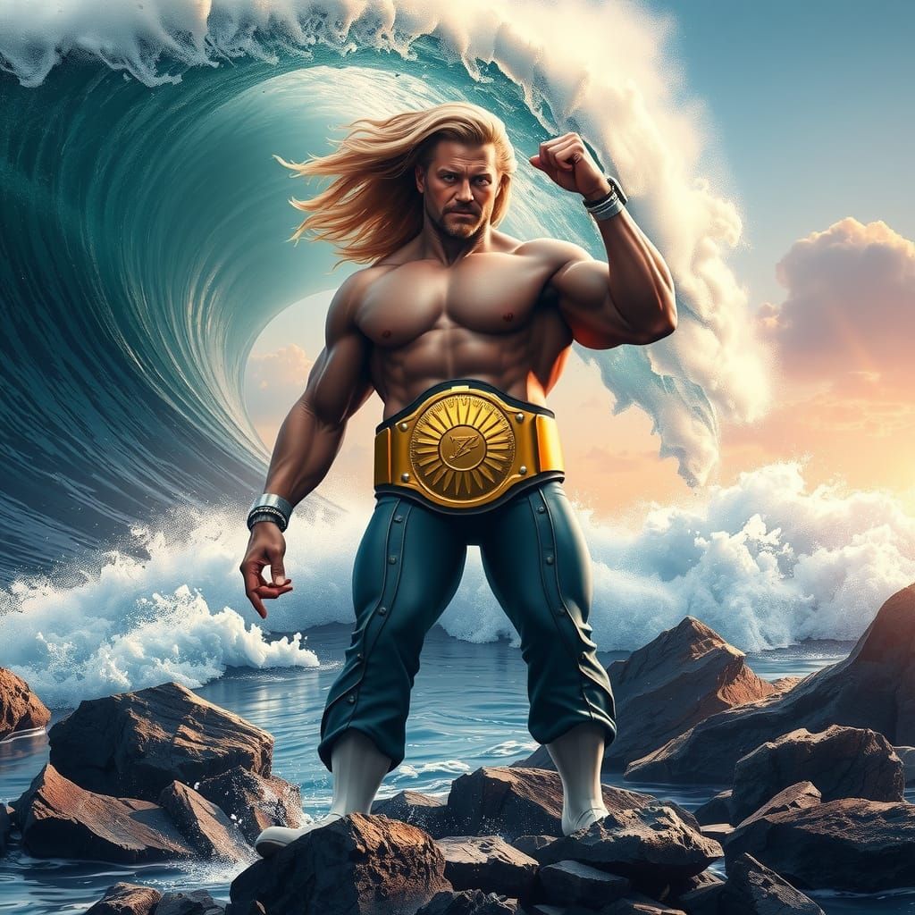 Dolph Lundgren as a dolphin anthropomorphic champion of the Dolphin Lundgren