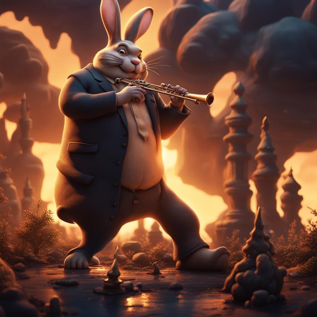 Big chungus playing the oboe - AI Generated Artwork - NightCafe Creator