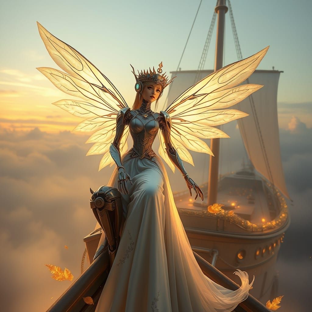 Glamorous Android Fairy in Futuristic Regalia - AI Art