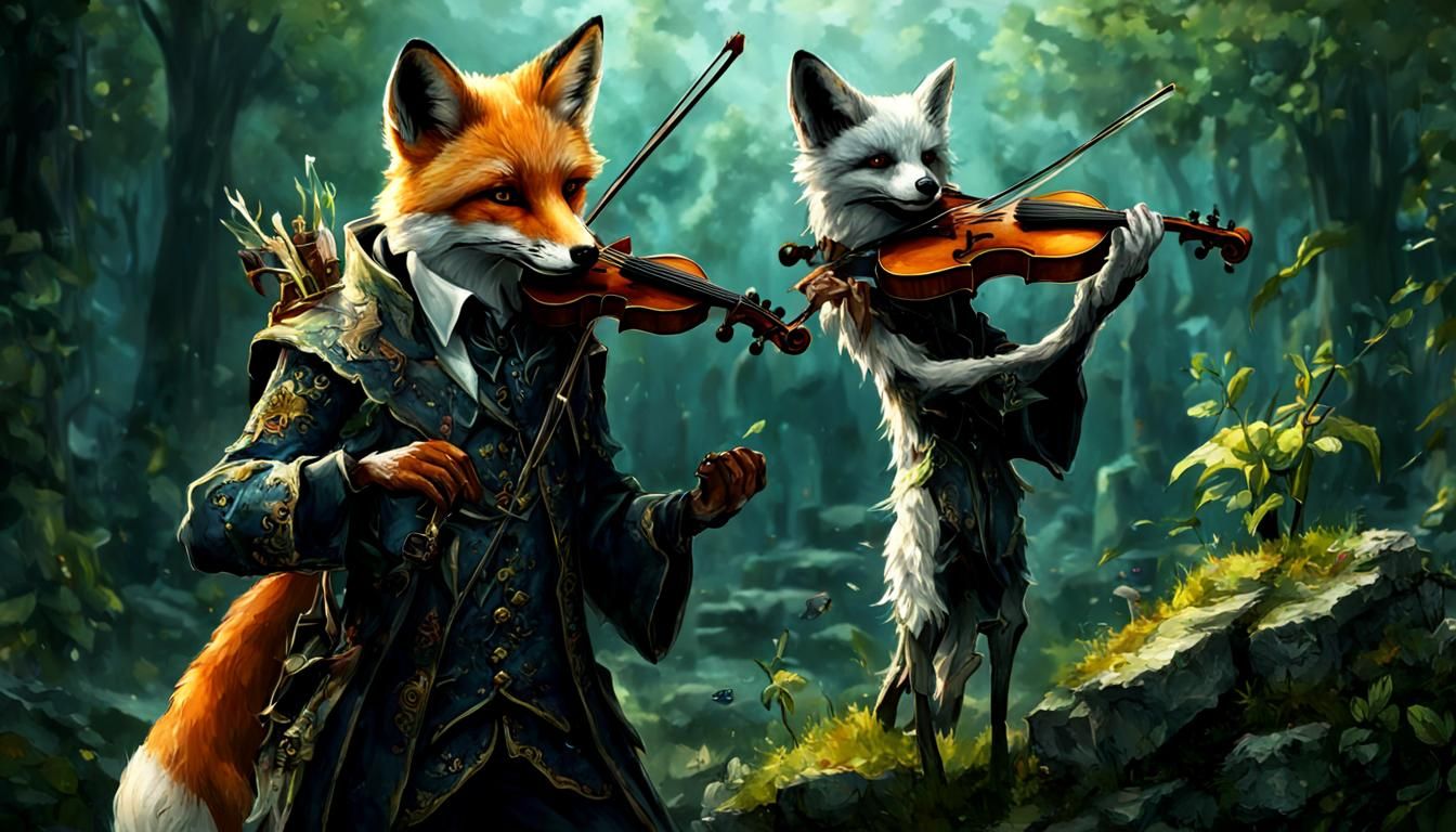 Fox Bard With Rabies And Violin - AI Generated Artwork - NightCafe Creator