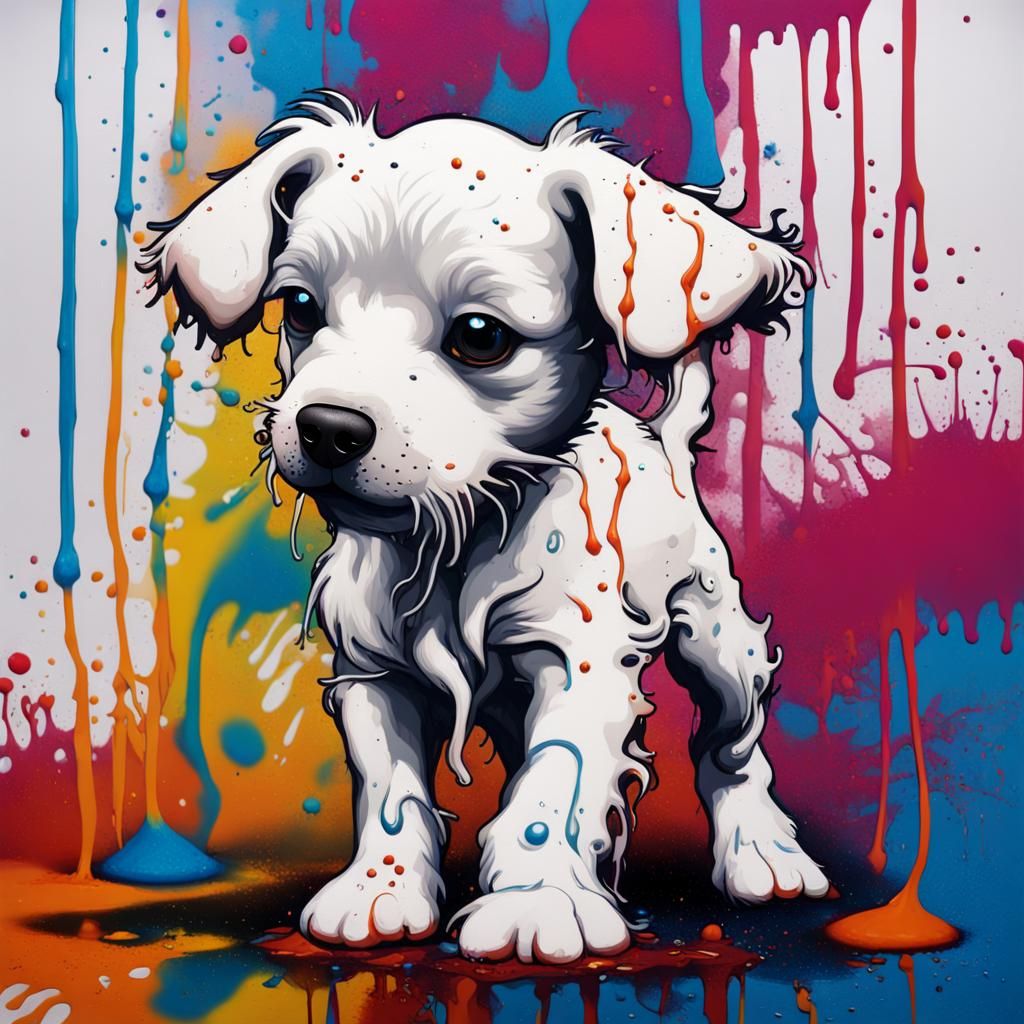 WHITE BESHON SLATTERED 3 - AI Generated Artwork - NightCafe Creator