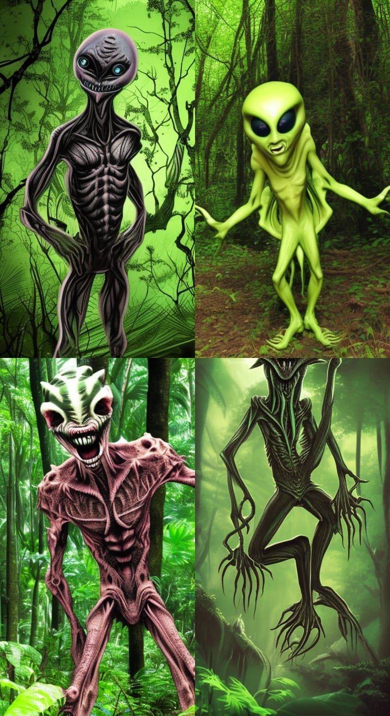 scary alien in jungle - AI Generated Artwork - NightCafe Creator