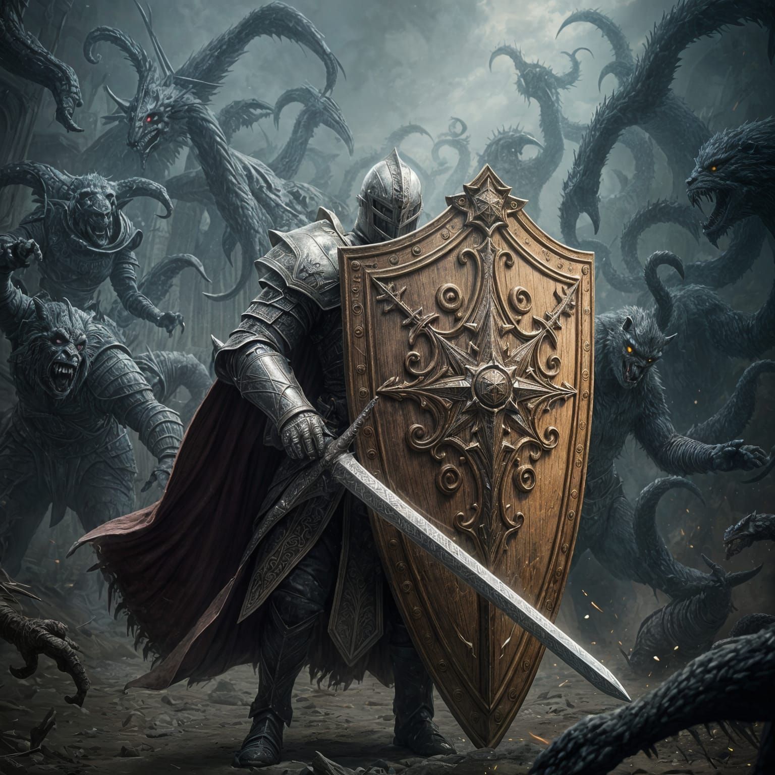 The shield protects me - Epic Dark Fantasy Knight Defends wi...