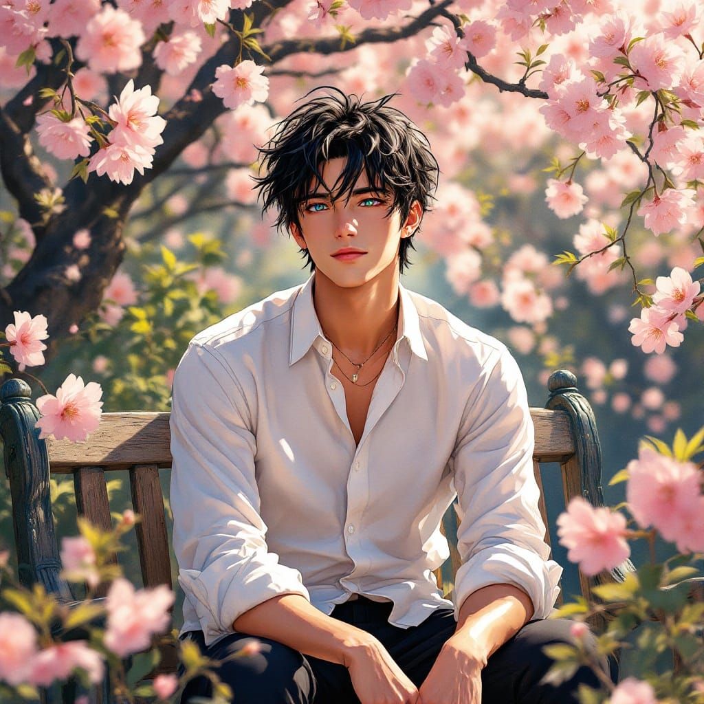 Sitting Among the Flowers 250327 - Bishonen in Vibrant Sprin...