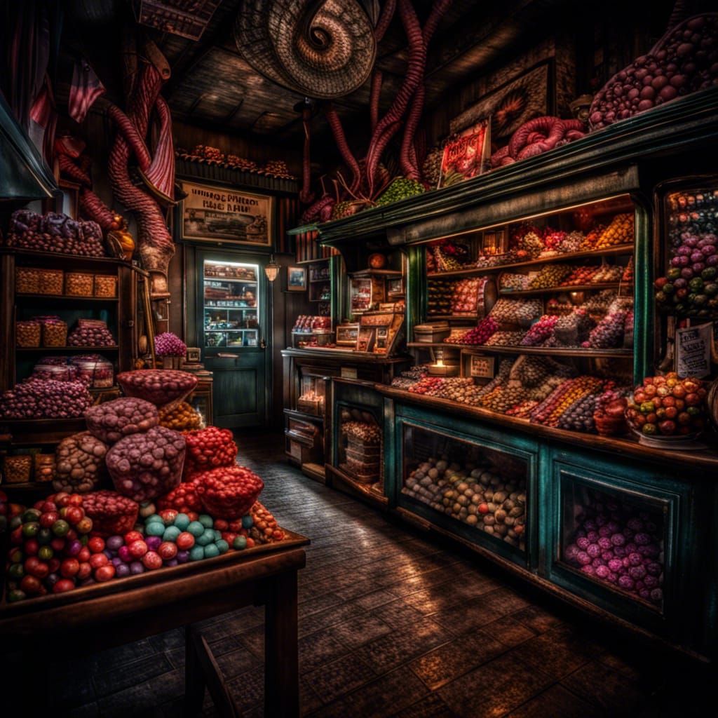 Little candy shop of horrors intricate details, HDR, beautifully shot ...