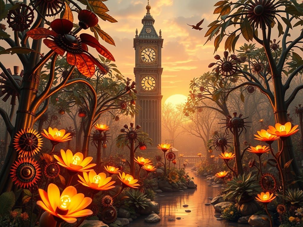 Clockwork Garden - Steampunk Dreamscape: A Clockwork Paradi...