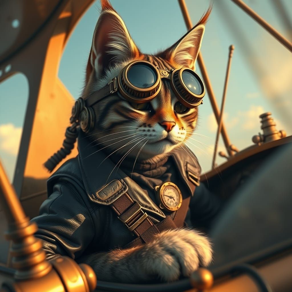 "steampunk cat pilot" - Steampunk Cat Pilot Soars Through Vi...