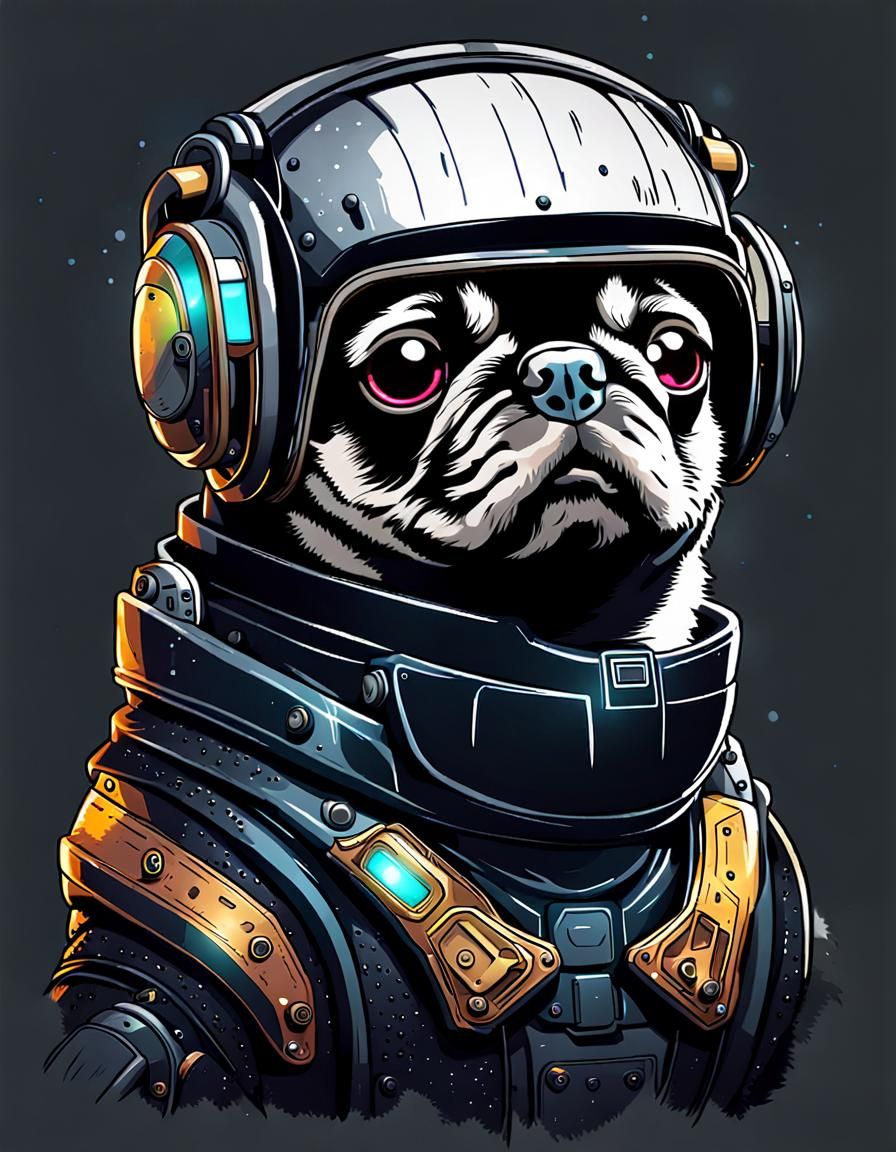 a cyberpunk pug wearing a Helmets - AI Generated Artwork - NightCafe ...