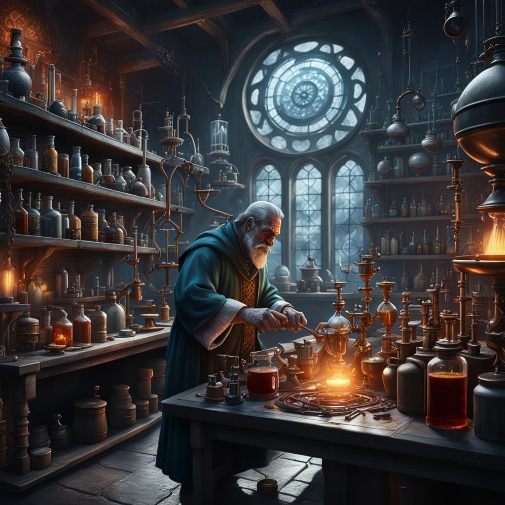 a modern-day alchemist in his lab - AI Generated Artwork - NightCafe ...
