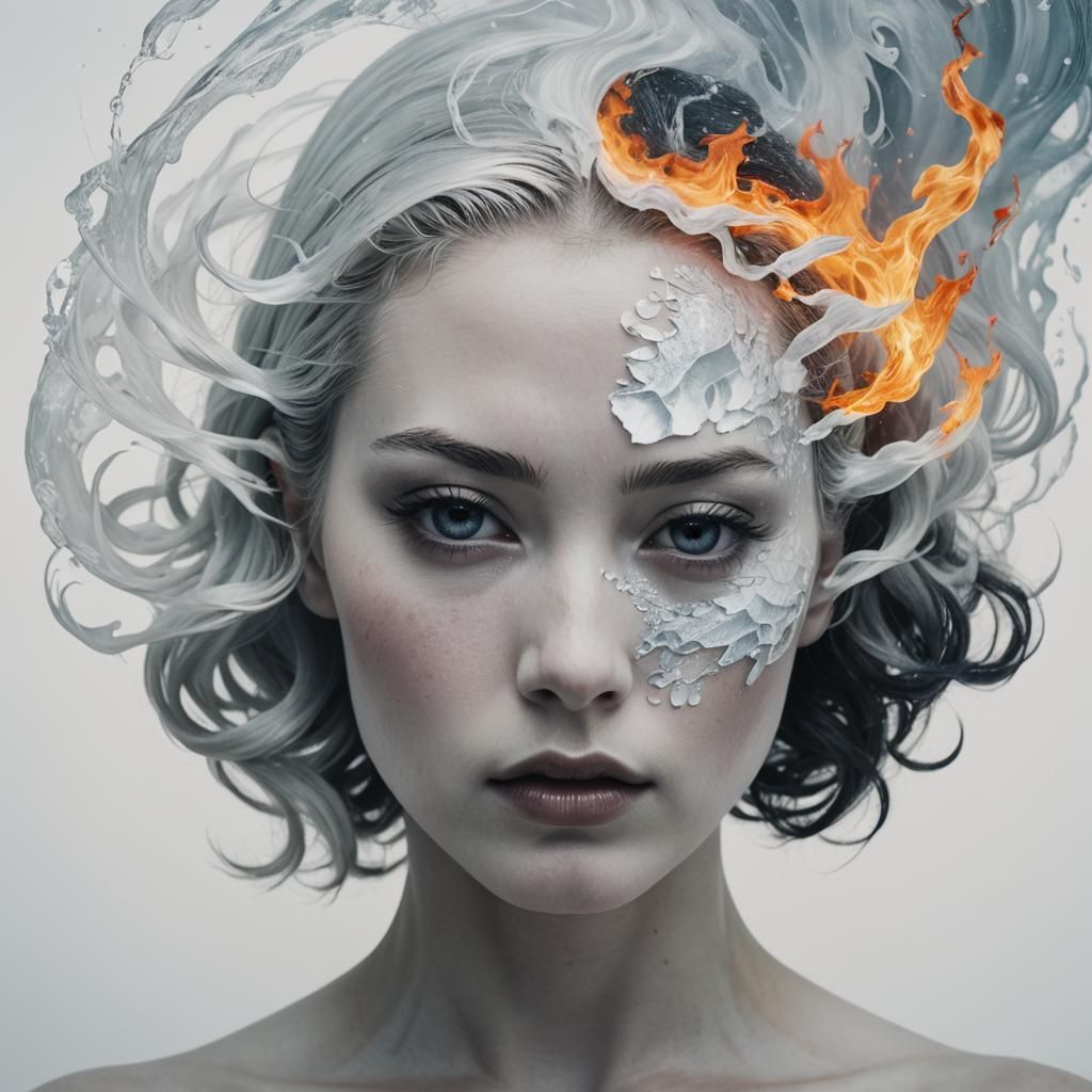 Hot and cold - Ethereal Goddess of Balance in Yin-Yang Harmo...