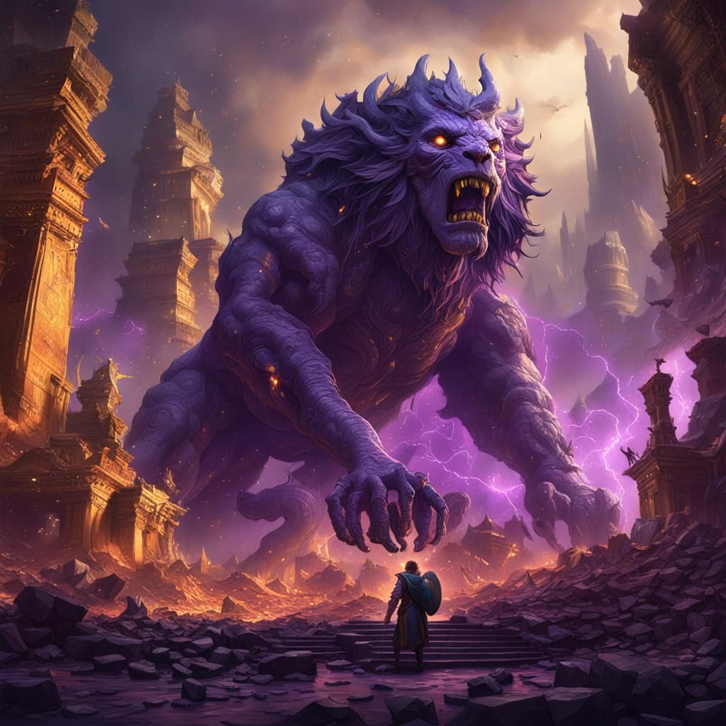 Mythical Creature's Dark Fantasy Destruction - AI Art