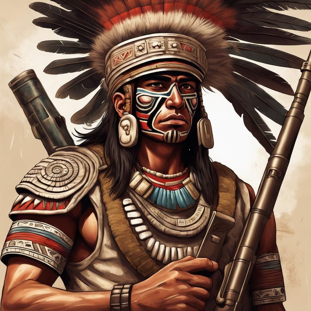 Aztec with a Bazooka - AI Generated Artwork - NightCafe Creator