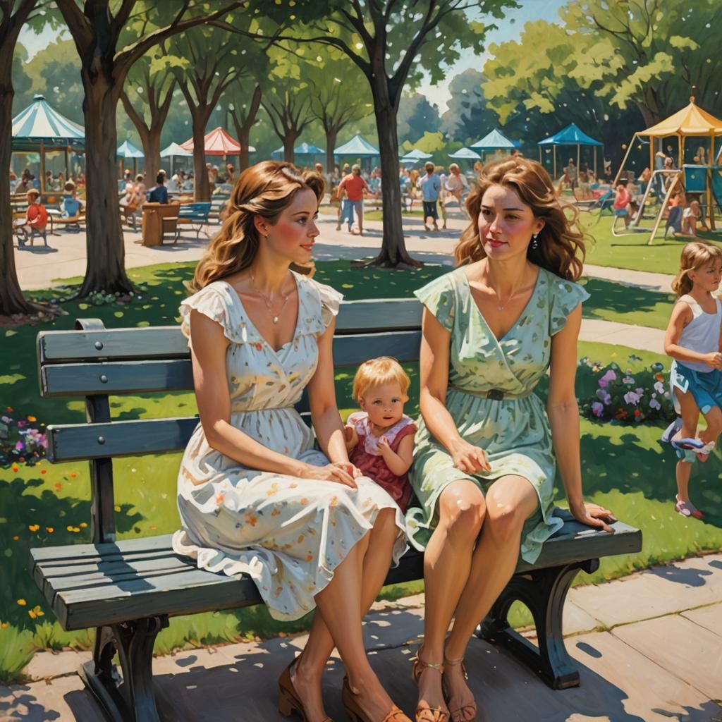 Two young moms - AI Generated Artwork - NightCafe Creator