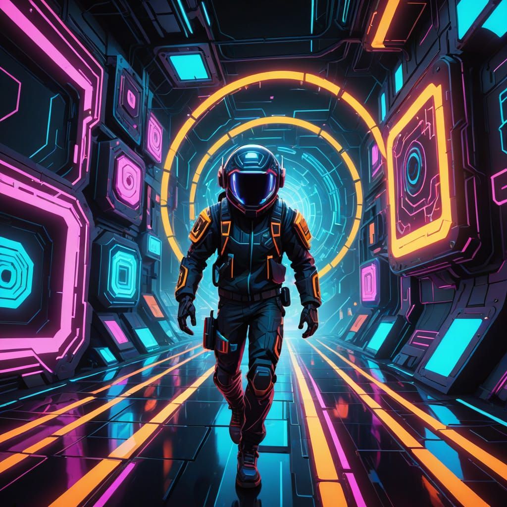 Geometry dash - Futuristic Dasher Thrives in Cyberpunk Obsta...