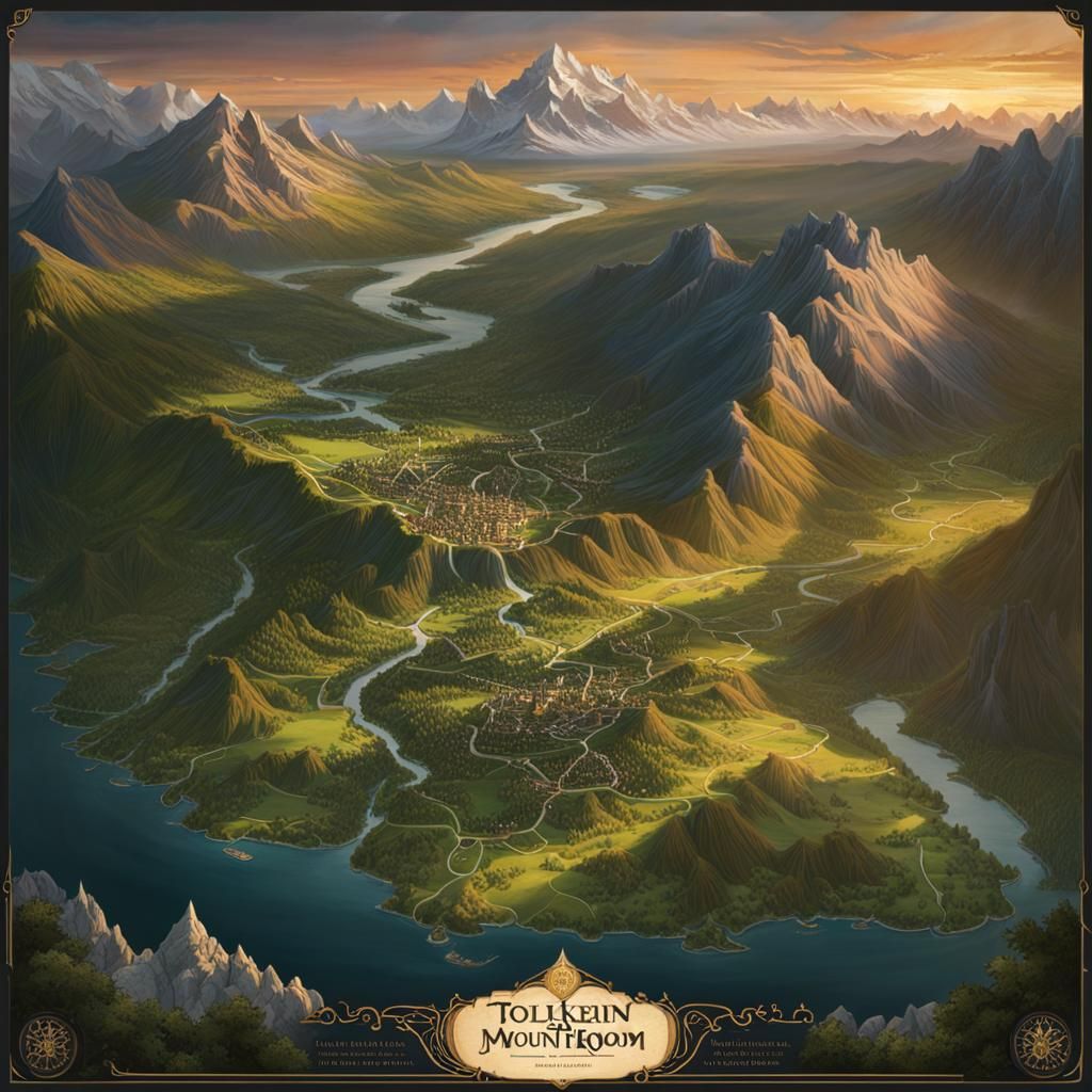 A Tolkein-style map where there is a mountain range to the east that ...