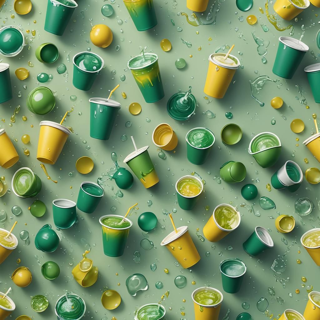 Very simple cold paper cups design with color of yellow,green water ...