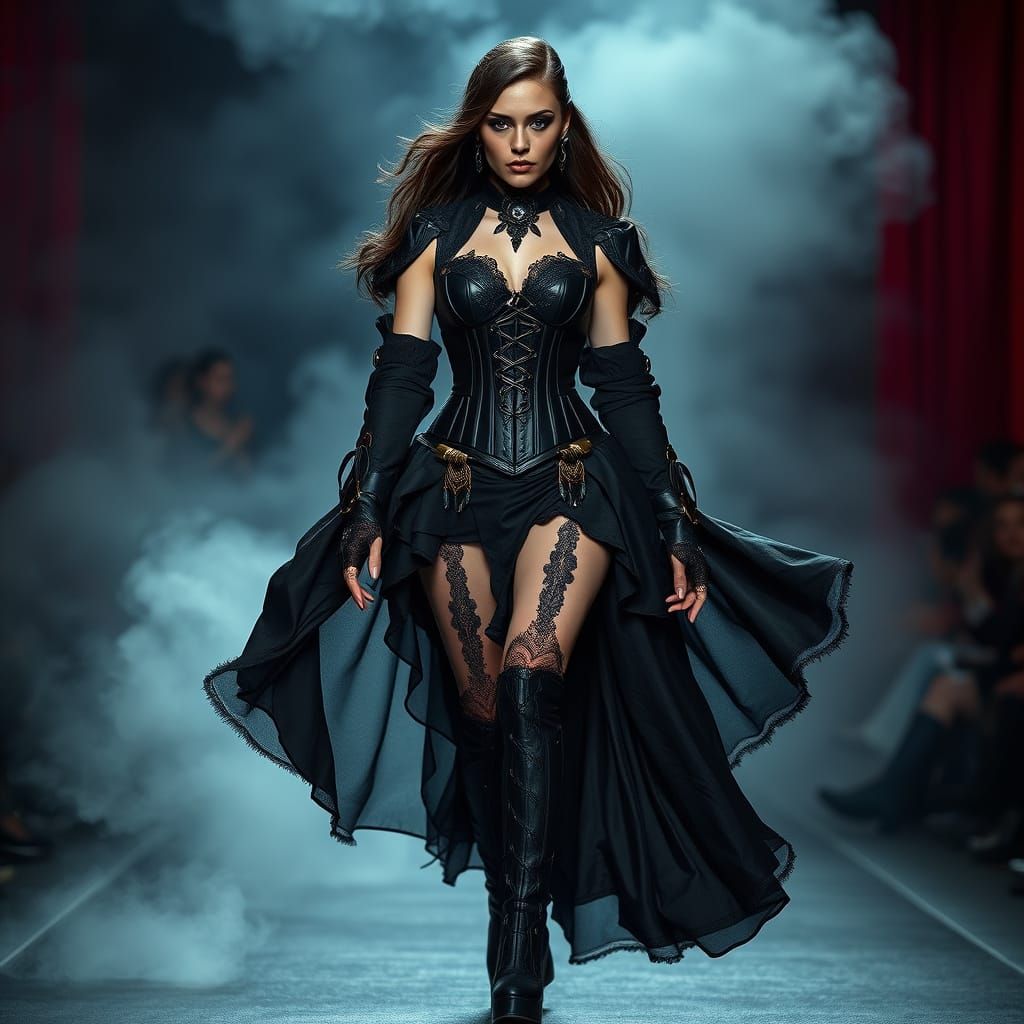 Gothic fashion - Darkly Alluring Gothic Fashion Model Stride...