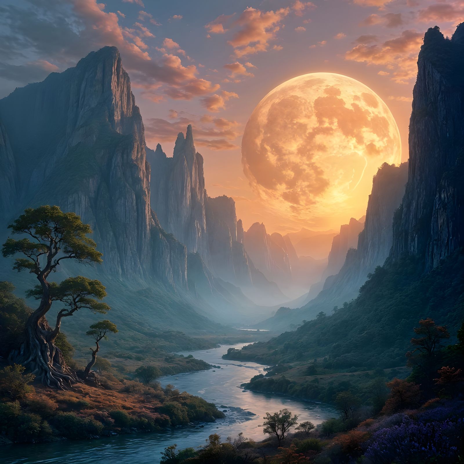 Valley Of The Eternal Moon - Ethereal Valley of Ancient Tree...