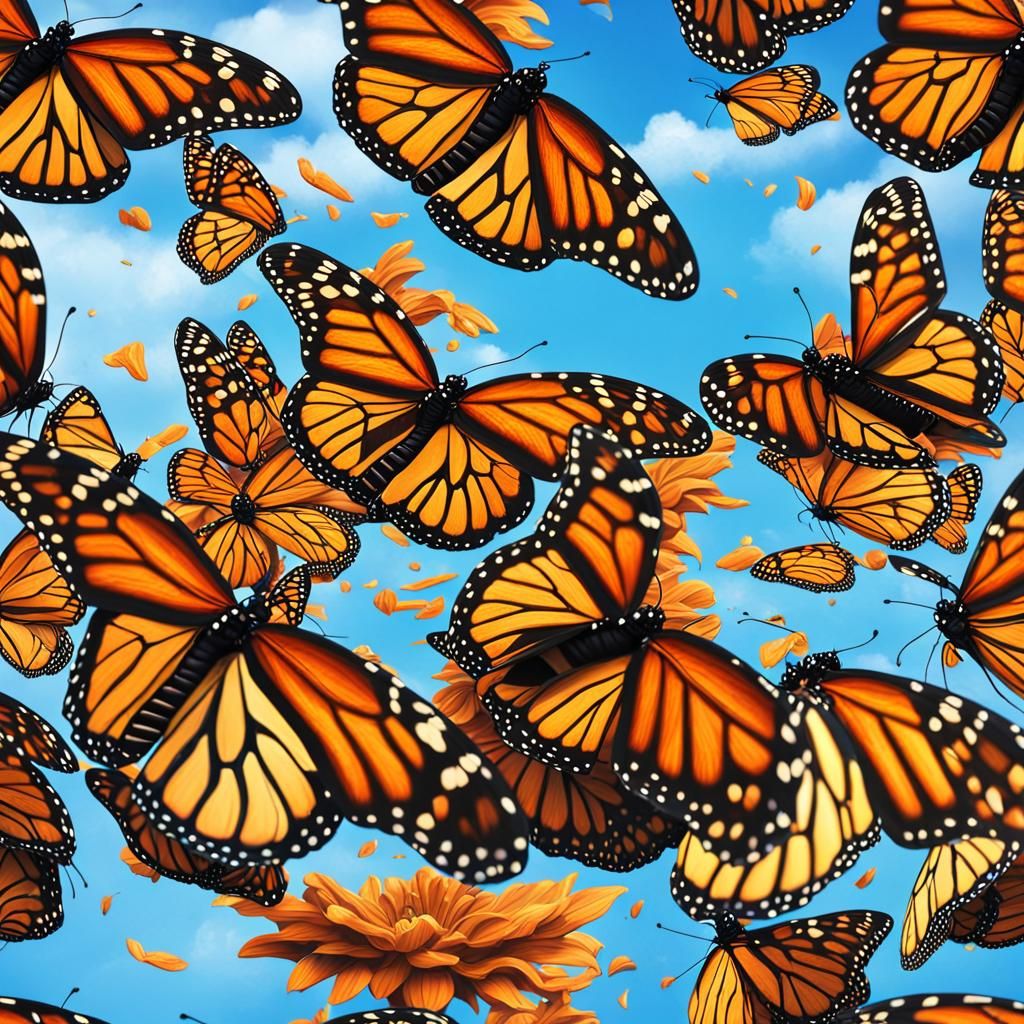 Monarchs in flight - AI Generated Artwork - NightCafe Creator