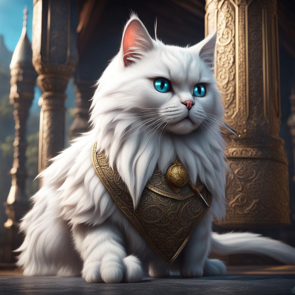 white Persian kitty cat assassin - AI Generated Artwork - NightCafe Creator