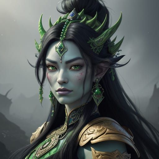 the Jade Emperess - Ethereal Orc Empress in Japanese Conce...