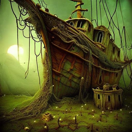 sunken pirate ship - AI Generated Artwork - NightCafe Creator