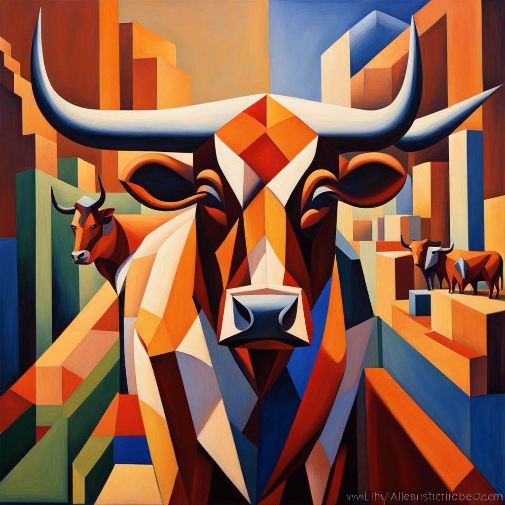 3 dimensional, Neo-Cubism, art deco painting, geometric fauvism ...