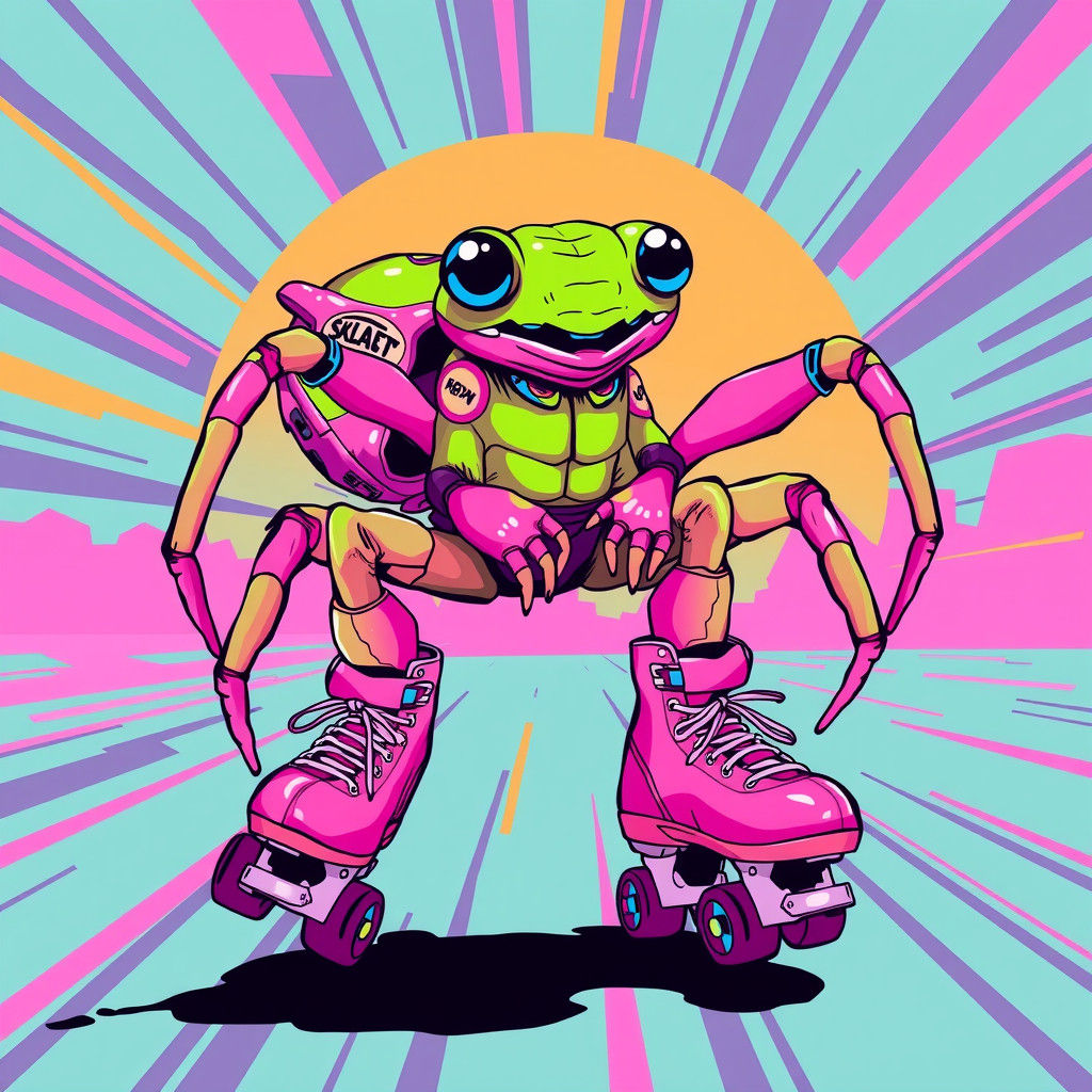 Roller Skating Jumping Spider - Vibrant Roller Skating Spide...