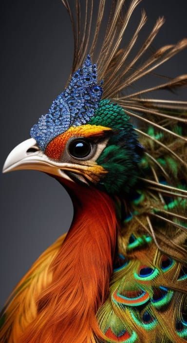 insanely detailed masterpiece showcasing a magical peacock-phoenix ...