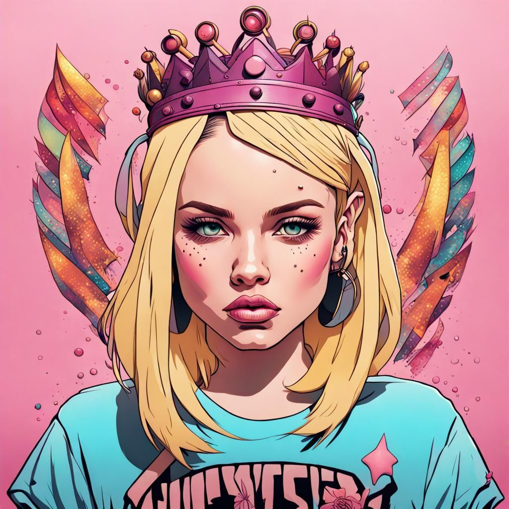 pop punk princess Hyperrealistic, splash art, concept art, mid shot ...