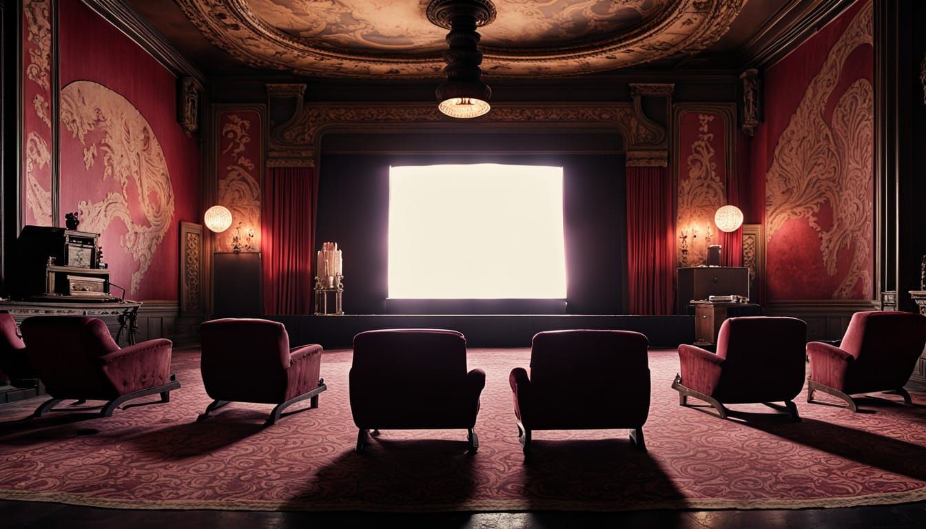 Ethereal Gothic Cinema Sanctuary in a Dreamlike St... - AI Art