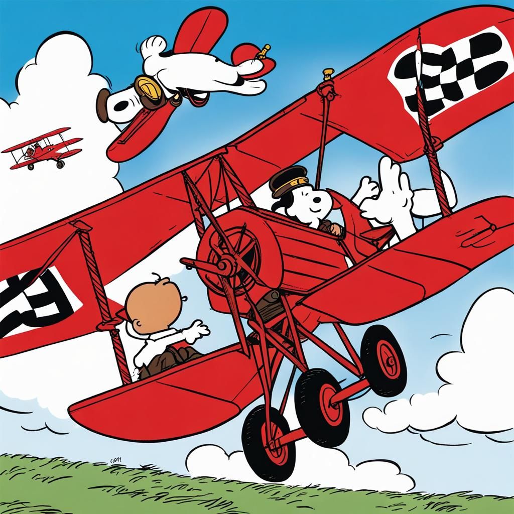 Snoopy chasing the Red Baron - AI Generated Artwork - NightCafe Creator
