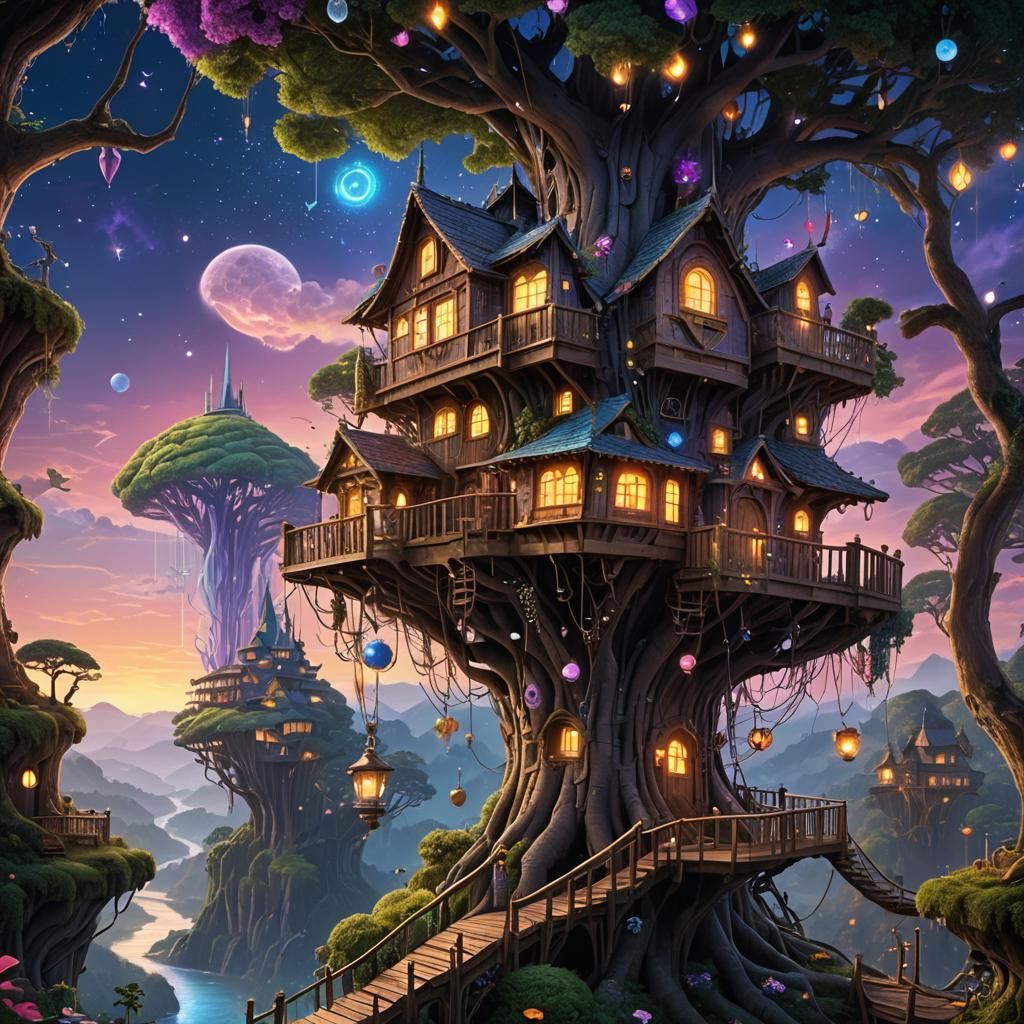 Treehouse - AI Generated Artwork - NightCafe Creator