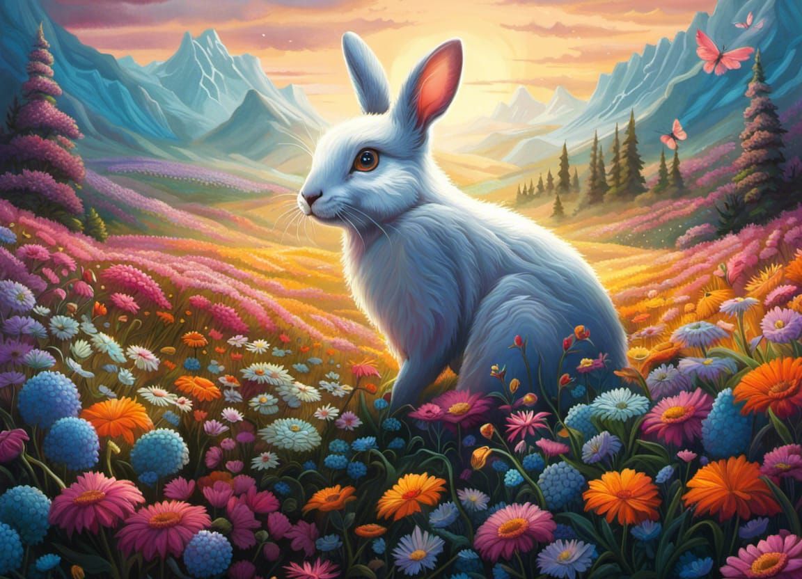 Rabbit in a field - AI Generated Artwork - NightCafe Creator