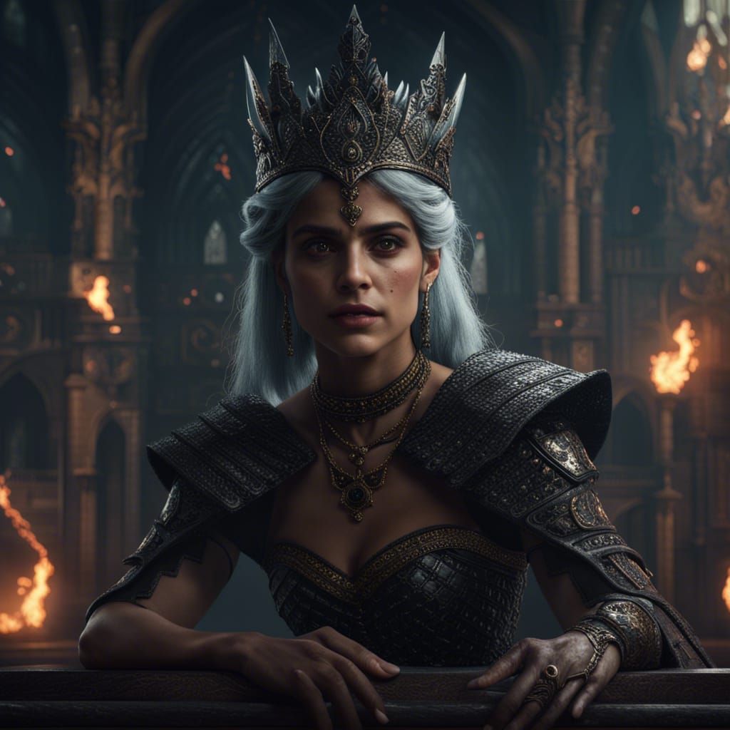 anya chalotra as witch queen with the witcher and cirrila - AI ...