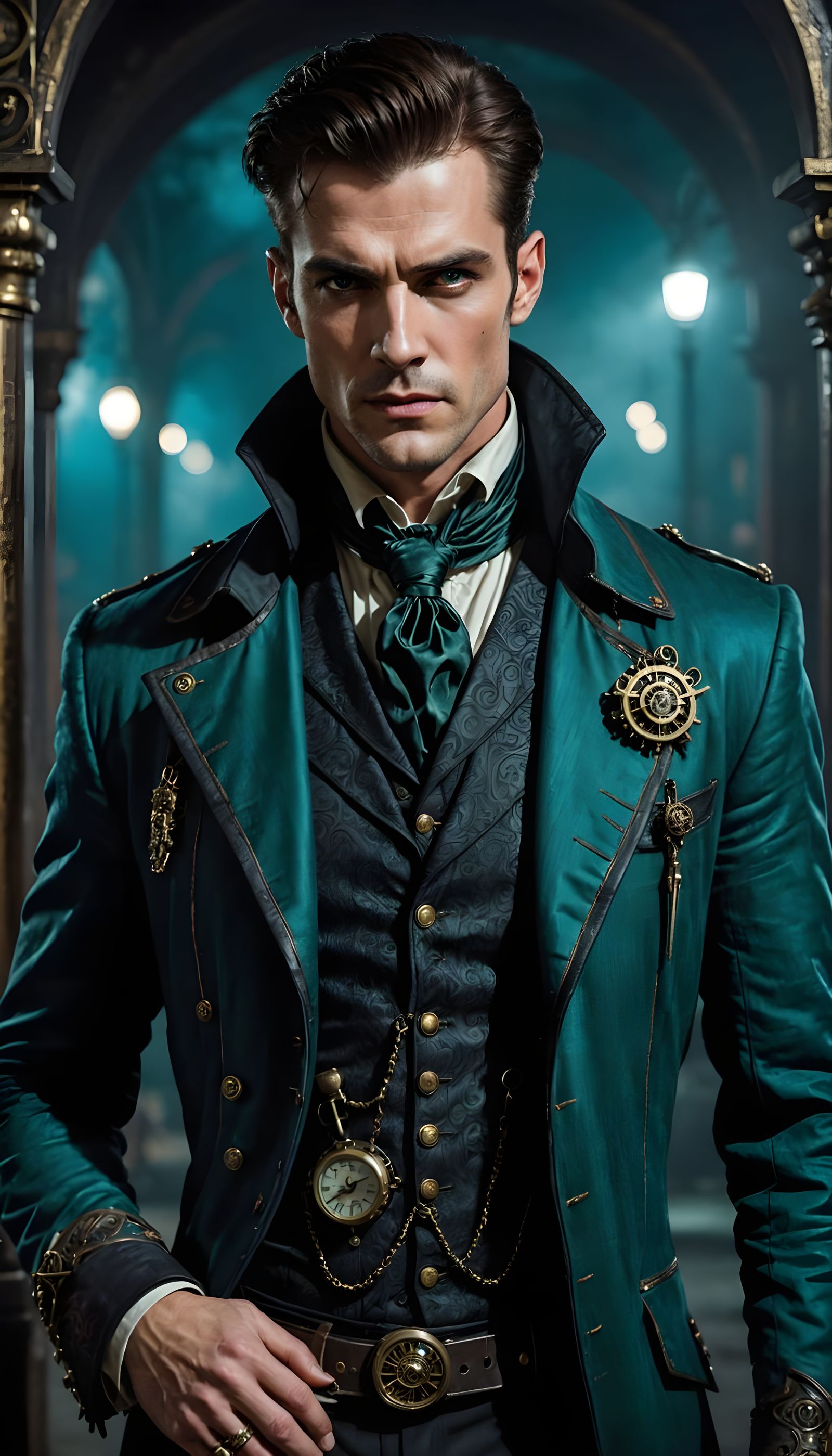 Steampunk Vampire Looms Over with Intimidating Pre... - AI Art